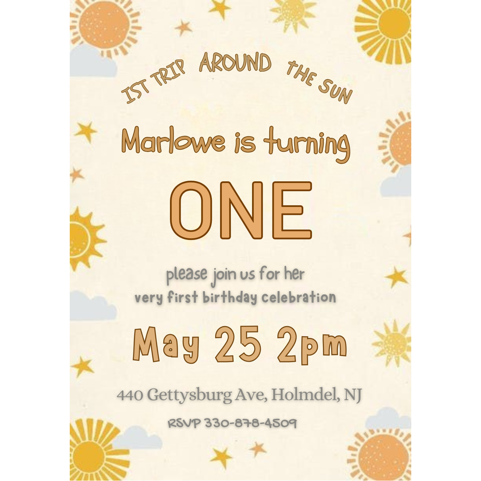 Trip Around the Sun Birthday Invitation | Editable Solar System Party ...
