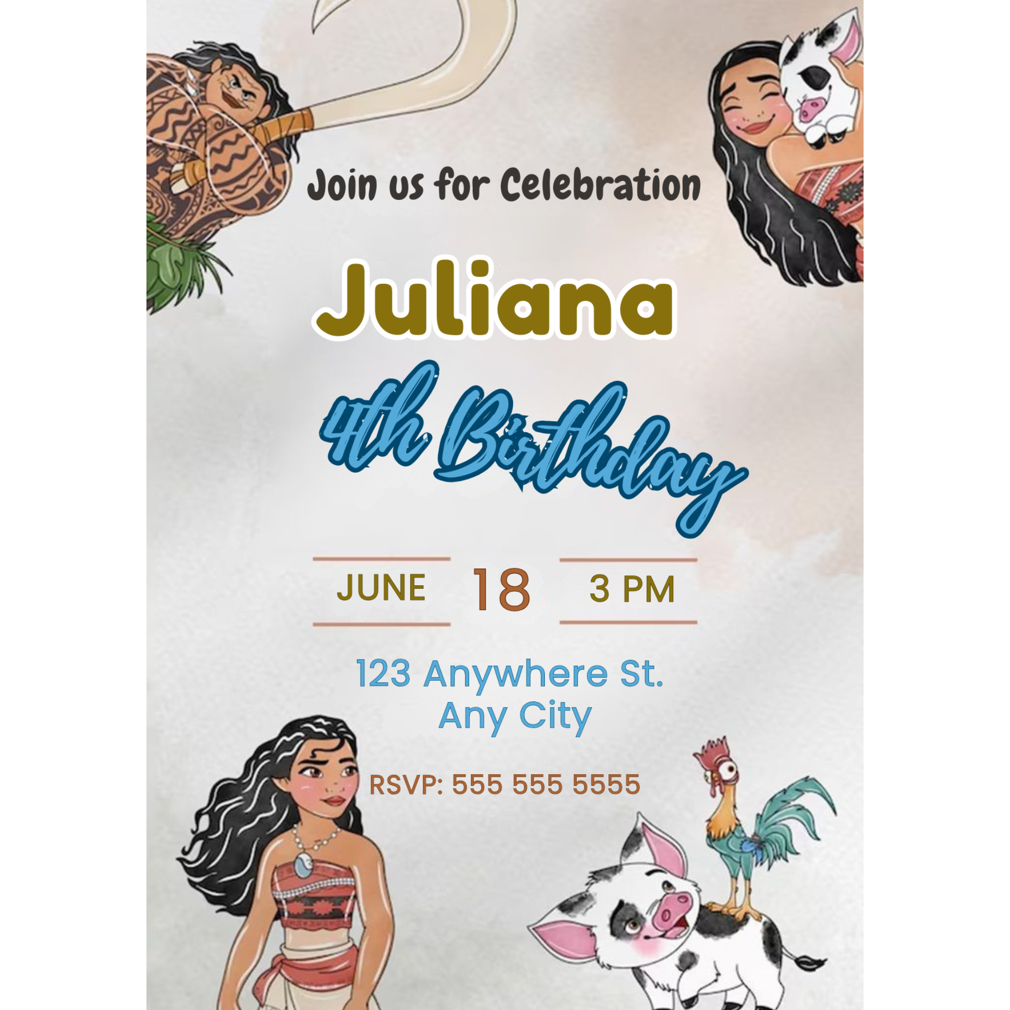 Moana Birthday Invitation | Editable Tropical Island Party Invite ...